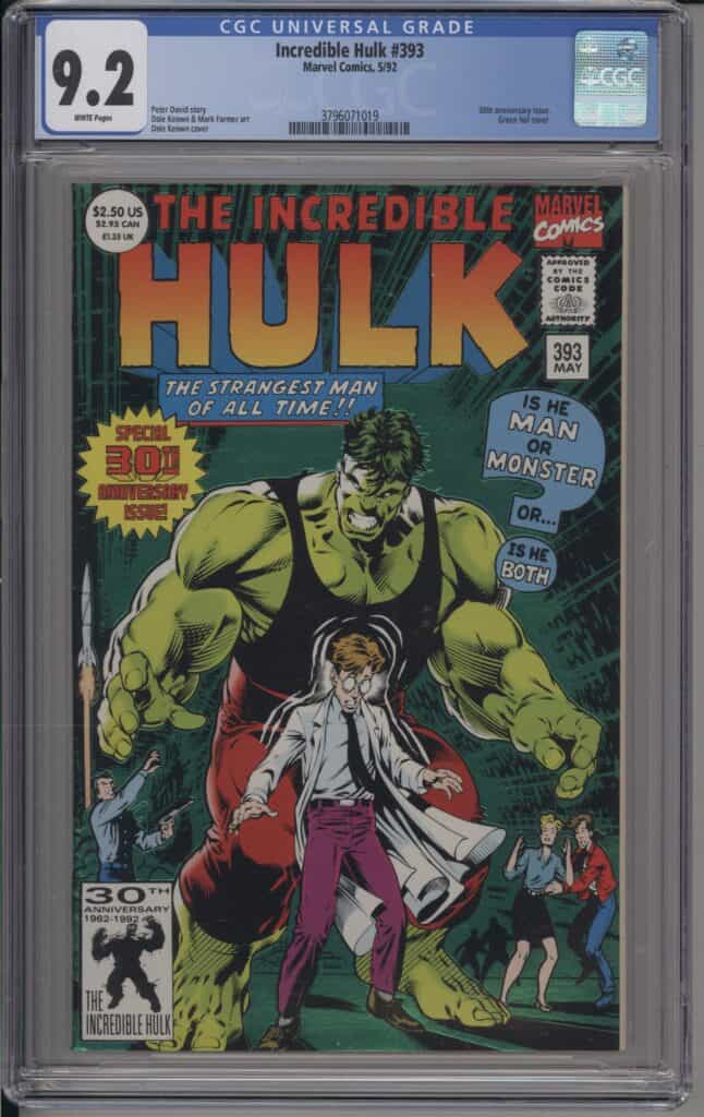 INCREDIBLE HULK #393 – CGC 9.2 – 30TH ANNIVERSARY – GREEN FOIL – DIRECT ...
